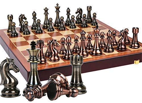 Chess Set International Chess Metal Chess Set High-Grade Gift Travel International Chess Game Folding Wooden Mold Chessboard Kirsi