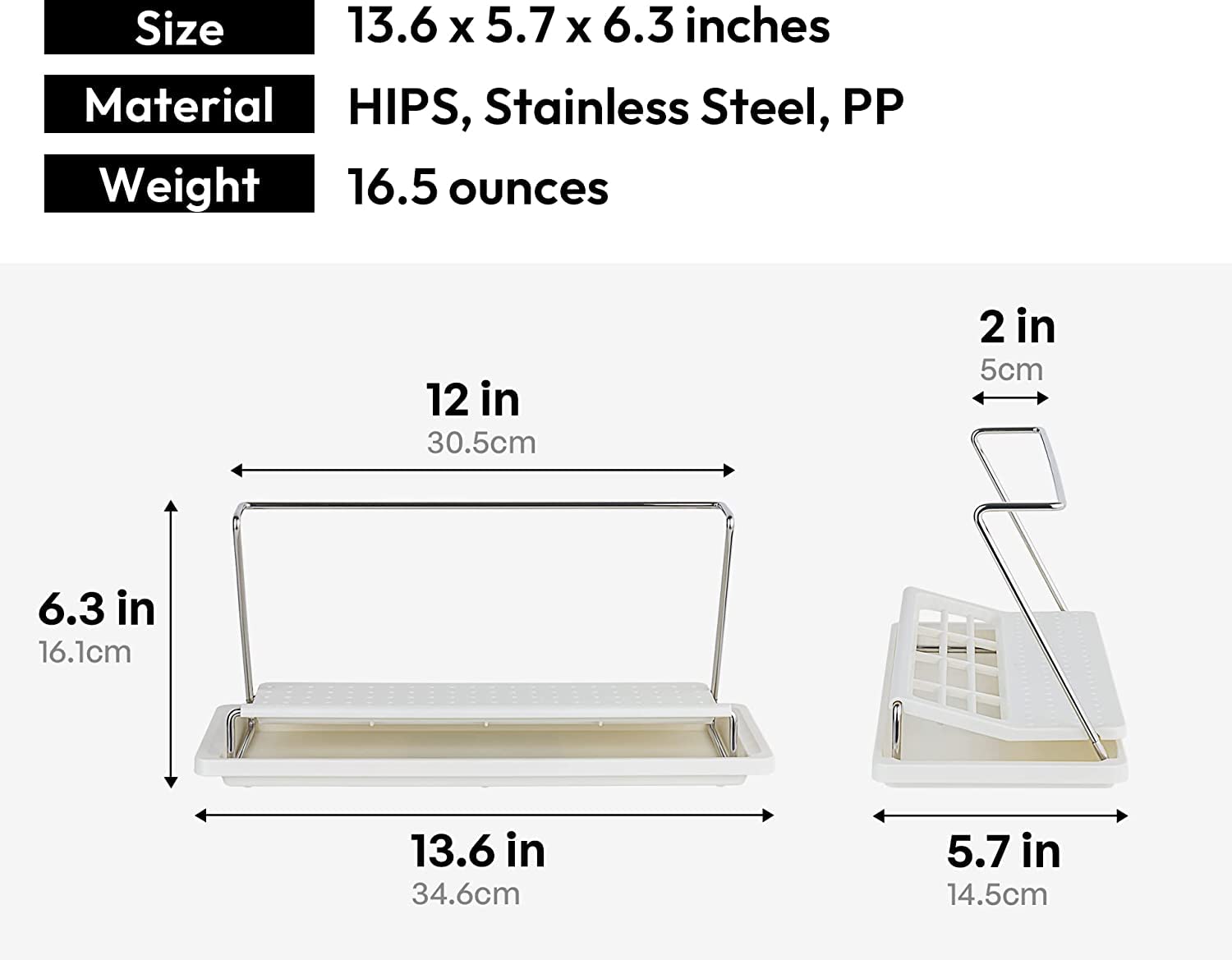 carrotez Bottle Drying Rack, Cup Drying Rack,Tumbler Drying Rack with Drain Tray - Bottle with Narrow and Wide Openings with Various Capacity, Different Bottle Type, Mug Type and Cup Type - White