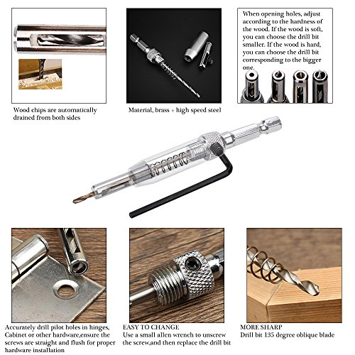 Eagles 4PCS Self centering Hinge Drill Bits for Door Cabinet + 5PCS HSS Woodworking Countersink Drill Bit Set with Free Wrench for Pilot Holes