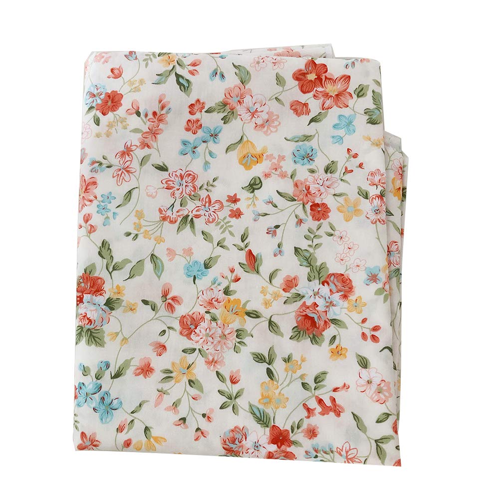 LANEHUA Cotton Fabric by The Yard for Sewing DIY Crafting Fashion Design Printed Floral Washable Cloth Bundles Voile;Full Width cuttable39 x 63inches (100x160cm) (Purple Flowers)