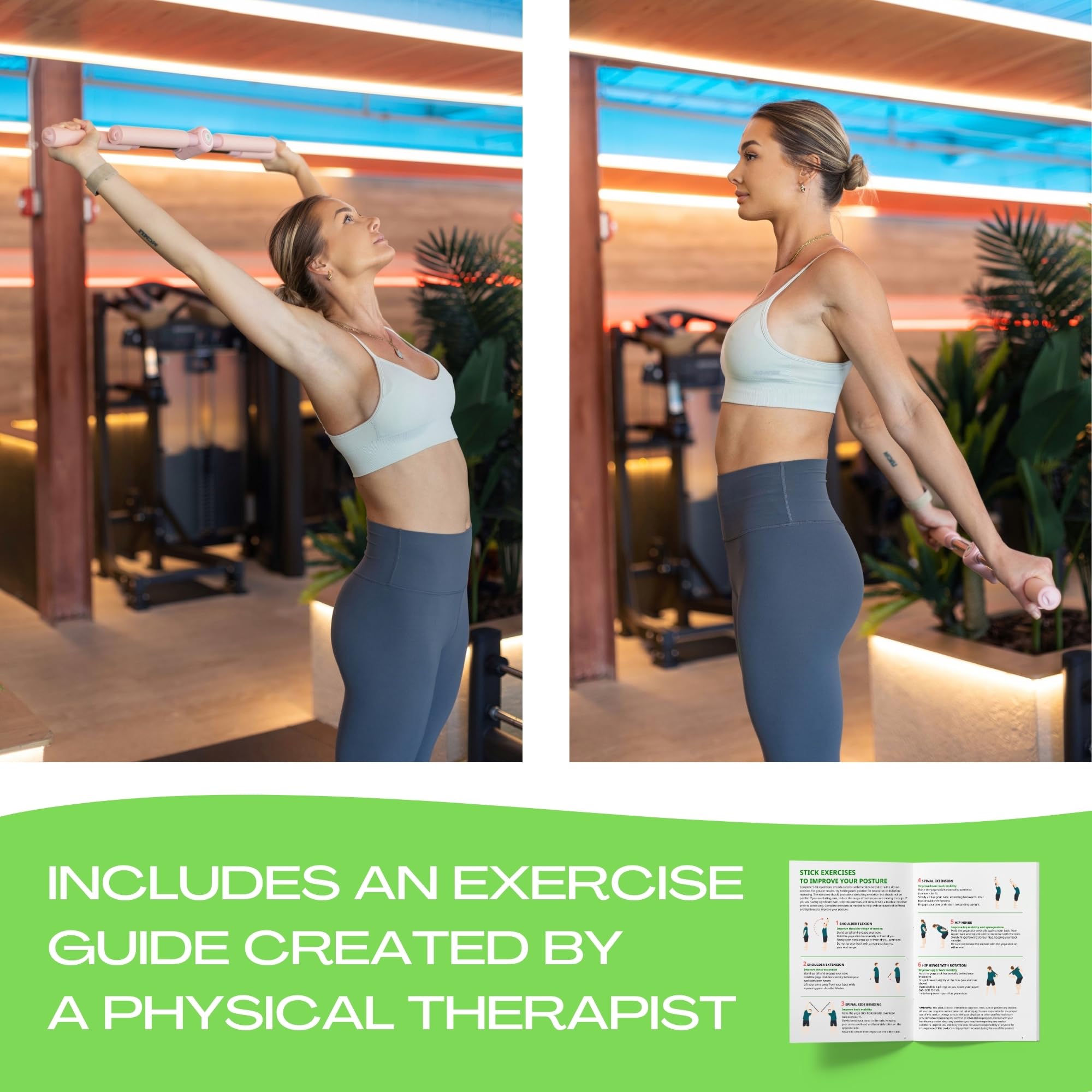 BodyTree Posture Corrector Yoga Cross Stick - Back Pain Relief for Men Women - Back Stretcher and Straightener for Upper and Lower Back - Stretch Pole - Neck Hump Cracker bar Cracking Device Brace