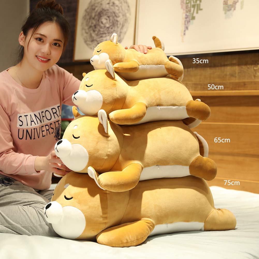 ERDAO Shiba Inu Plush Pillow,Soft Corgi Stuffed Animals Toy Cute Sleeping Puppy Doll Gifts for Kids (Smiling Eyes, 29.5 inch)
