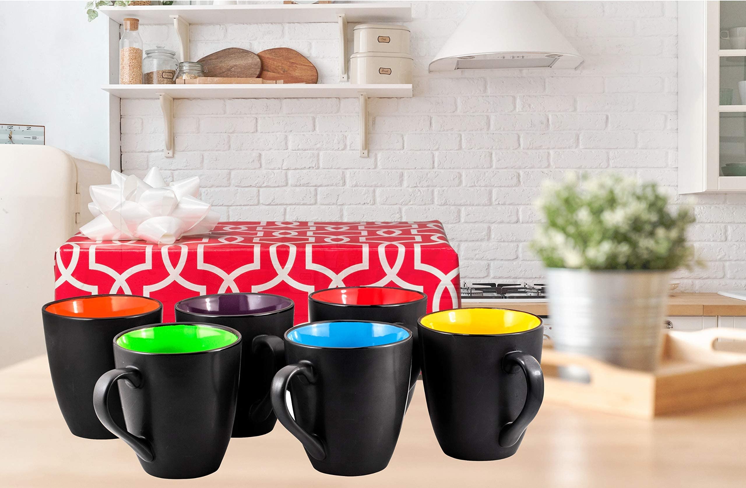Bruntmor 24 Ounce Black Ceramic Coffee Mugs Set of 4, Best Oversized Coffee Mugs, Ideal for Large Latte, Birthday Gift, Party Occasion, Sturdy Handles, Tea Cups