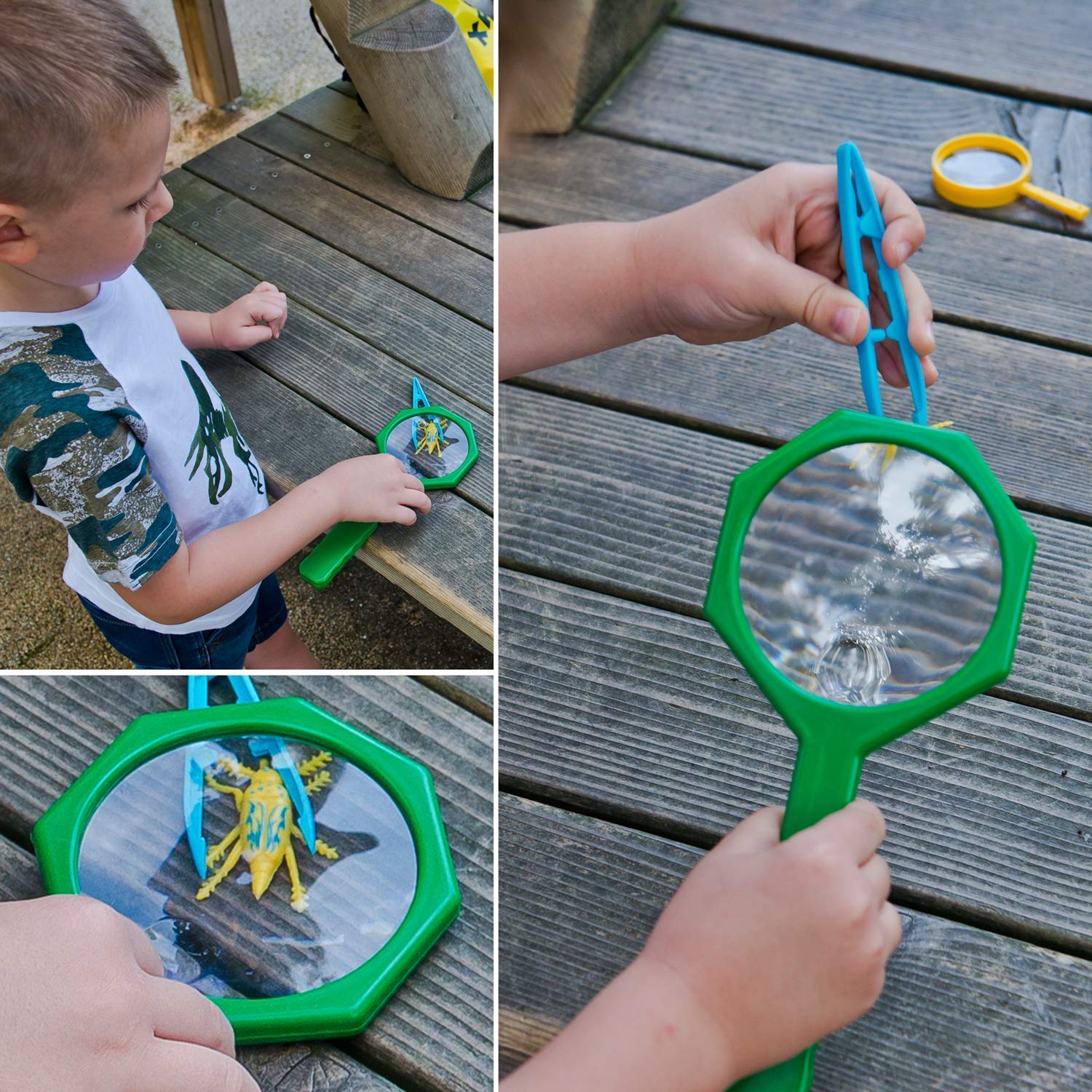 Kidz Xplore Outdoor Explorer Set - Bug Catching Kit Nature Exploration Children Outdoor Games Mini Binoculars Kids, Compass, Whistle, Magnifying Glass, Adventure, Hunting, Hiking Educational Toy