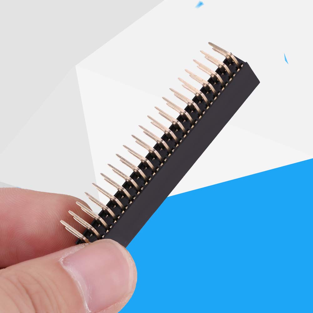 Bewinner 3pcs 2 x 20 Pins 2.54mm Pitch Female Pin Header - Stable Electric Current and Transmit Performance - Right Angle Pin Headers for Raspberry Pi/PCB Board
