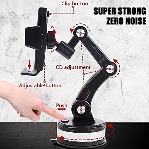 HIYITKS Car Phone Holder Mount, Suction Cup Cell Phone Holder Stand, Universal Dashboard/Windshield/Window Phone Holder One-Button Pop-up Strong Suction Cell Phone Car Mount (Black)
