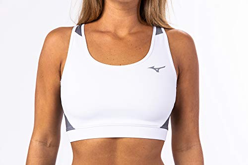 Mizuno Women's Alpha Mesh Back Bra, White-Grey, Medium