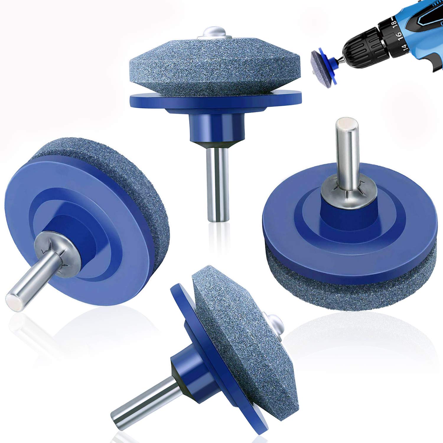 Bssay 4 Pack Lawn Mower Blade Sharpener Drill Attachment for Power and Hand Drill Mower Blade Sharpener Lawnmower Blade Sharpener
