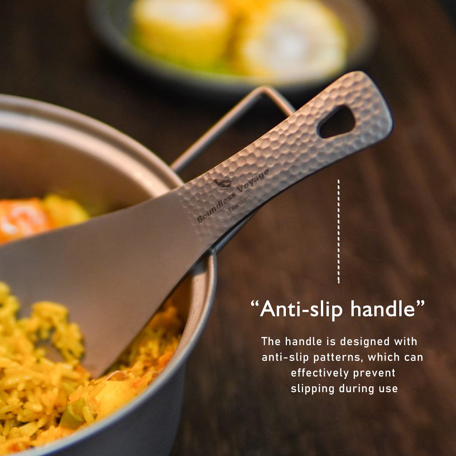 Boundless Voyage Titanium Rice Spoon Short Handle Spoon Cooking Shovel Outdoor Camping Household Rice Shovel Scoop Rice Spoon Thickened Ti1079T