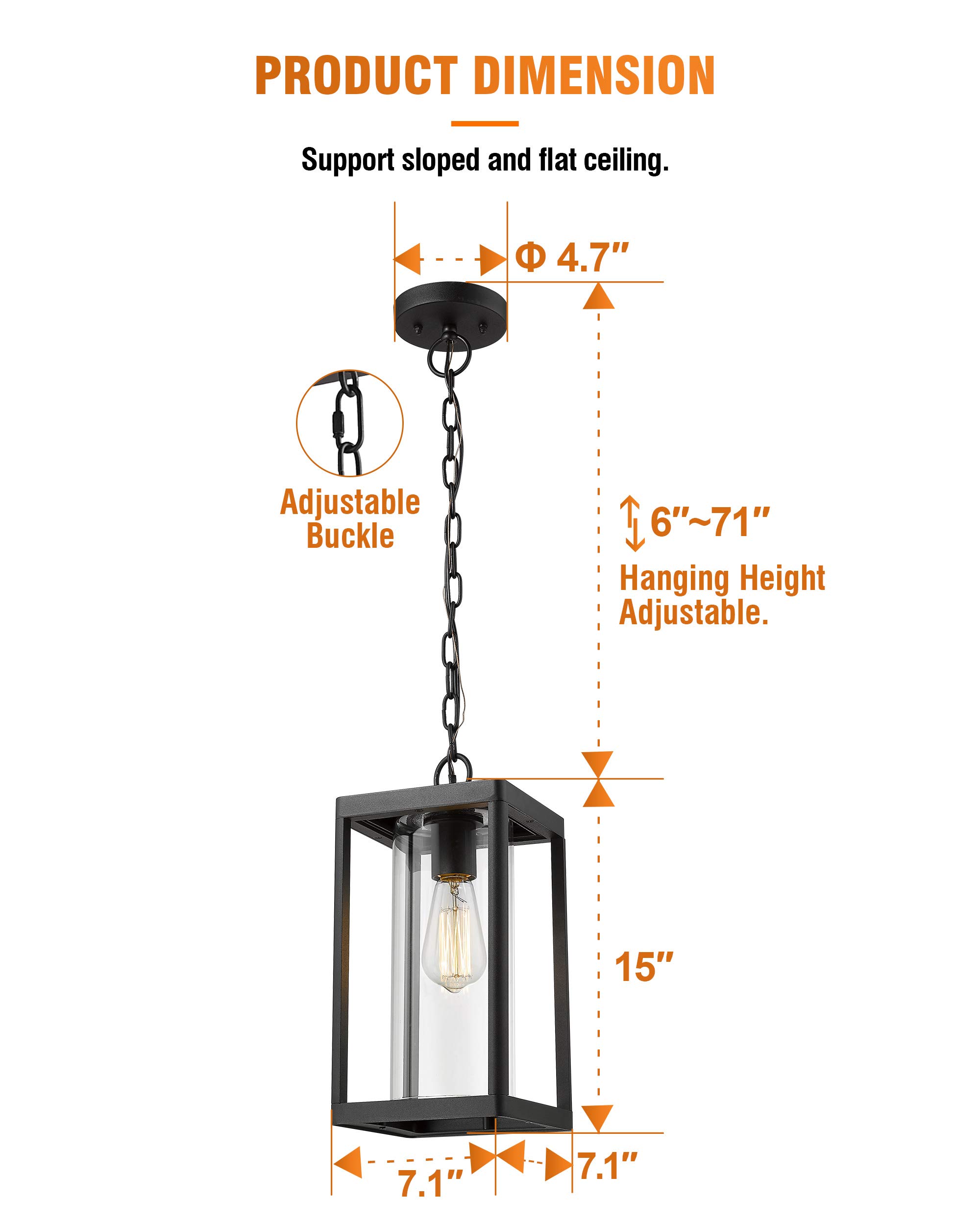 Beionxii Outdoor Post Lights, 20inch Large Modern Large Exterior Post Lantern Pillar Light with Pier Mount Base, Black Cast Aluminum w/Clear Cylinder Glass - A291P-1PK