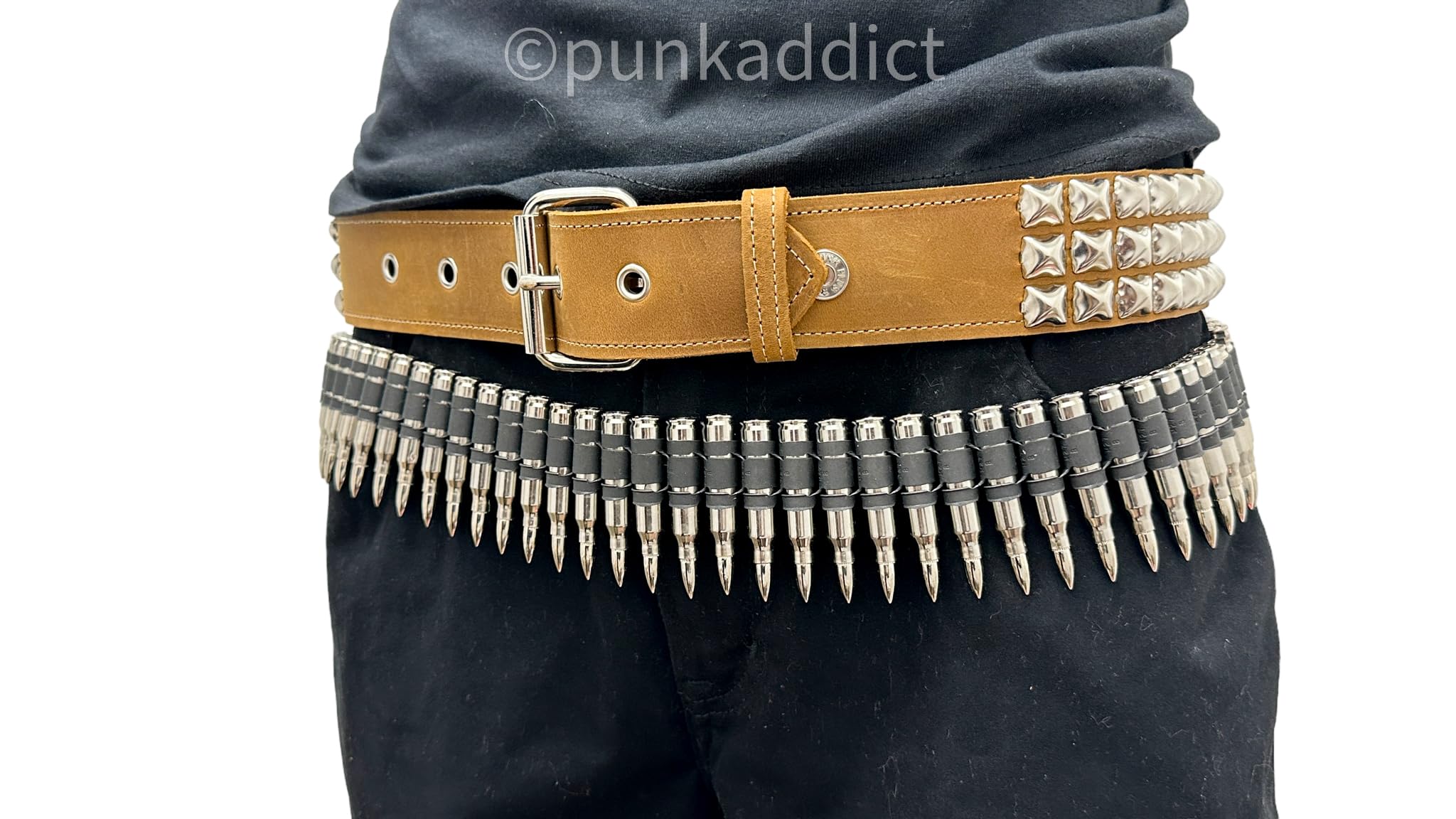 Bullet Belt .223 Caliber Nickel Shell Nickel Tip Defused Dummy Black Link 42" 90 Bullet Link
