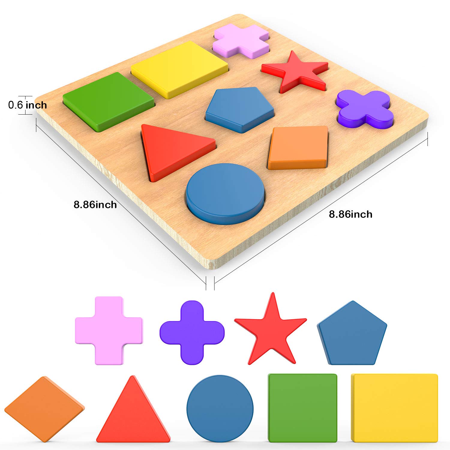 Kimuvin Wooden Number Puzzles, Preschool Educational Learning Board Toys for 3 4 5 Years Old Kids Toddlers