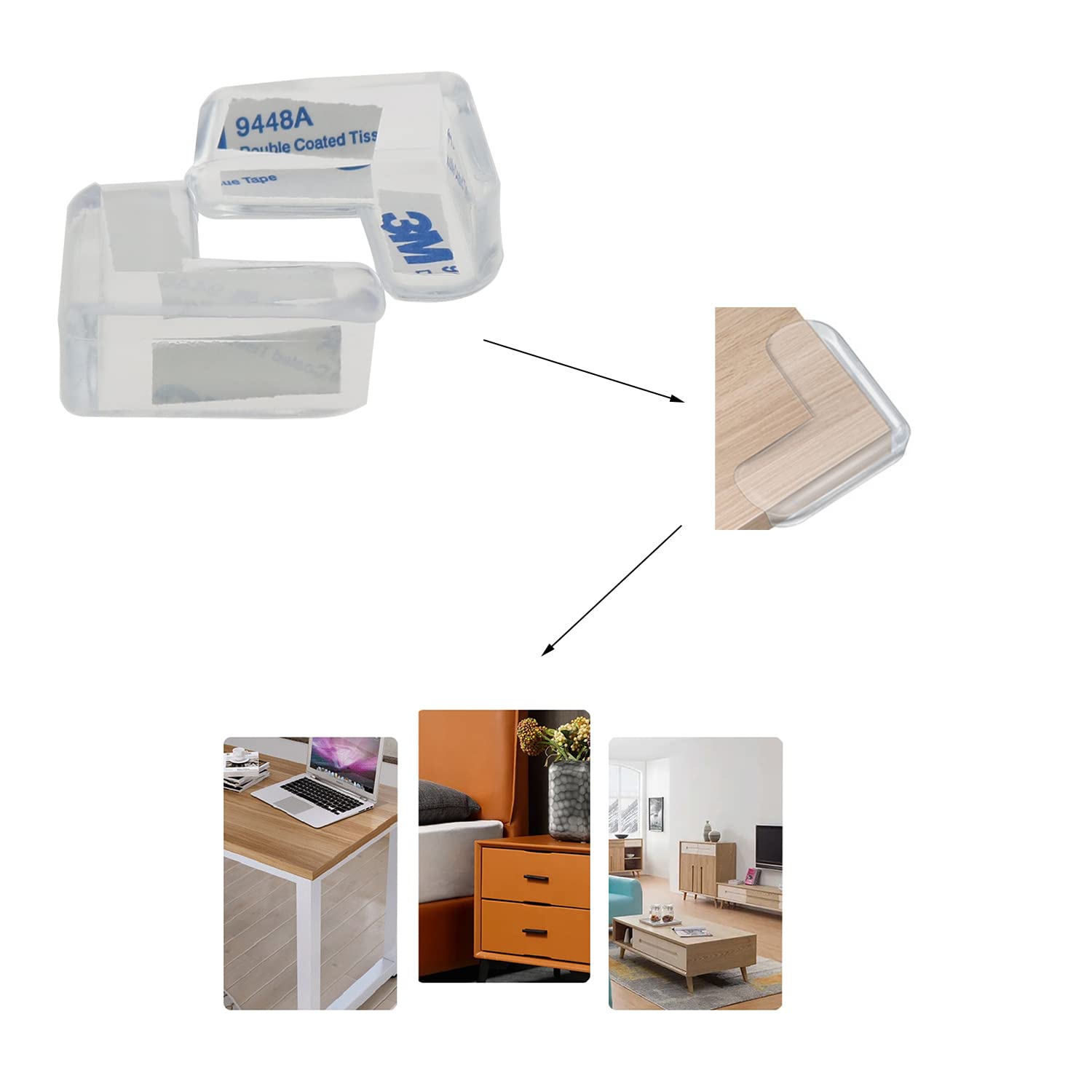 Corner Protectors DGZZI 12pcs PVC L-Shaped Clear Corner Guards Furniture Corner Edge Worktop Child Bump Protectors Guards