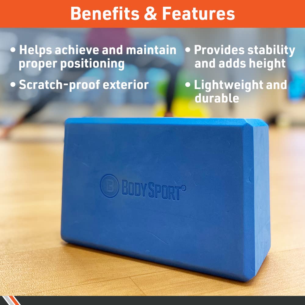 Body Sport Foam Yoga Block 3 x 6 x 9-Inch, Blue