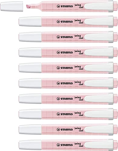 Highlighter - STABILO Swing Cool Pastel Box of 10 Pink Blush