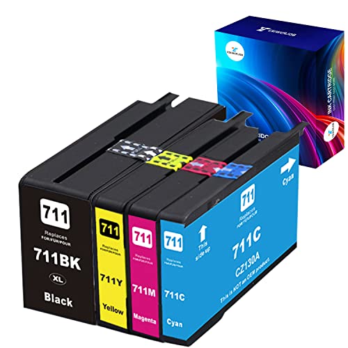 Esiwerjob Compatible Designjet Cartridge Replacement for 711XL 711 Ink Cartridge Bundle with DesignJet T120 24-in Printer, DesignJet T520 24-in Printer, DesignJet T520 36-in Printer (4 Pack)