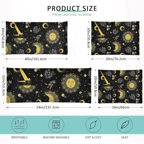 Bohemian Ppattern Sun Moon Pillowcase for Hair and Skin Body Pillow Cover Long Body Pillow Case 20"X 54" Body Pillow Case Cover with Zipper for Sleeping