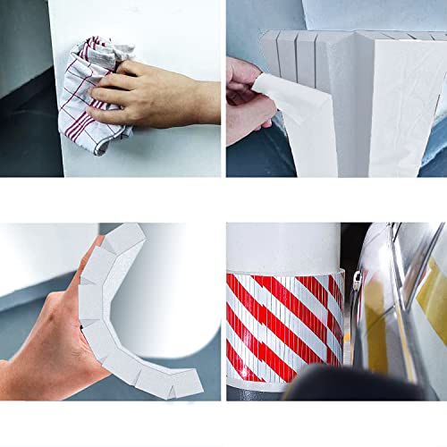 Garage Smith GWP06 Garage Wall Protector Foam Wall Column Corner Guard for Parking Garages - Reflective Wall Edge Protector - Wall Corner Edge and Bumpers Guards (2-Pack(White Red))