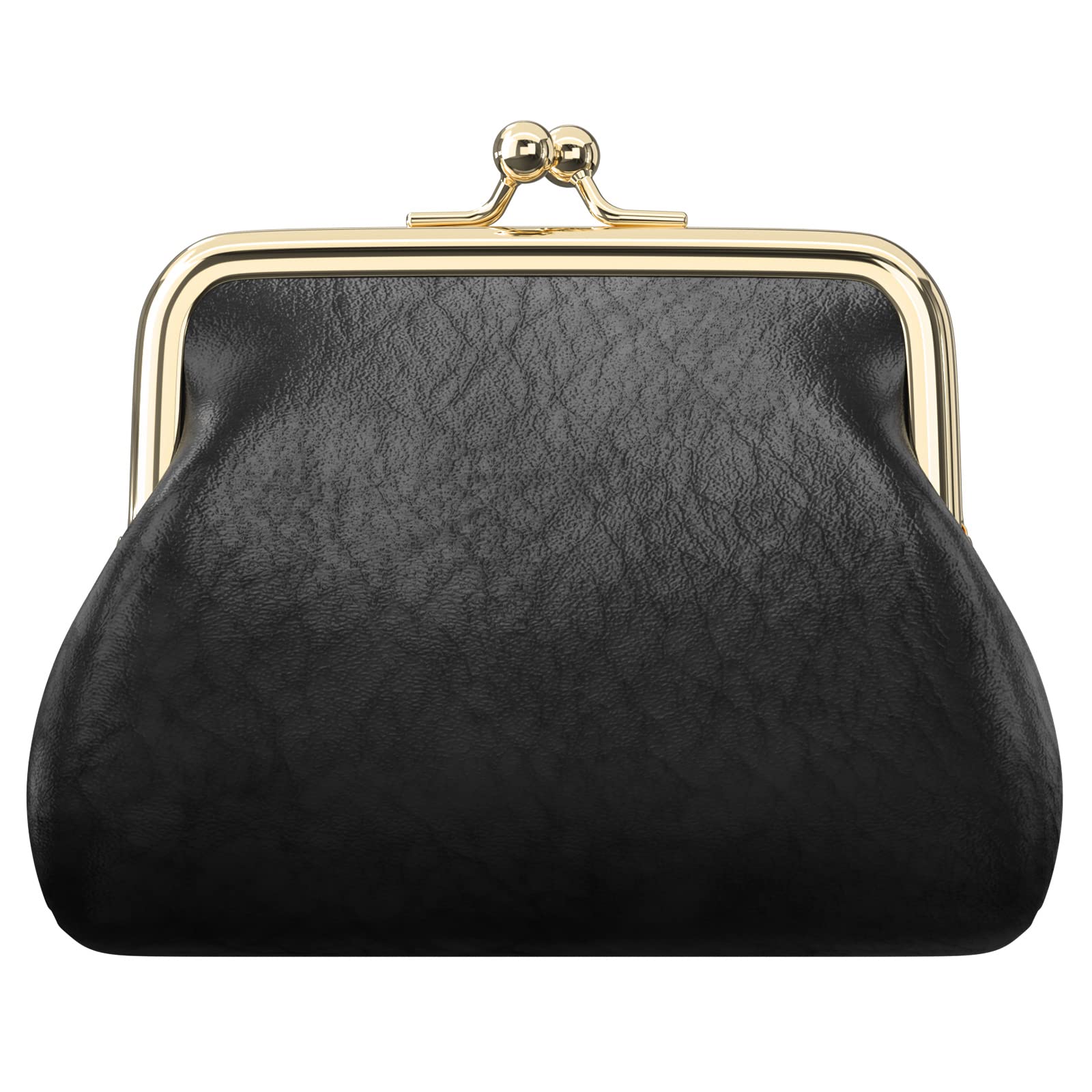 Coin Purse, Small PU Leather Change Purse, Coin Purse Wallet with Clasp, Car Coin Holder Pouch for Woman Men Kids Girls (Black)
