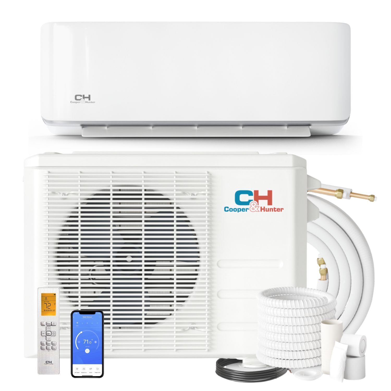 Cooper & Hunter 12,000 BTU, 115V Mini Split AC/Heating system Sophia Series 21.5 SEER with 16ft Installation Kit