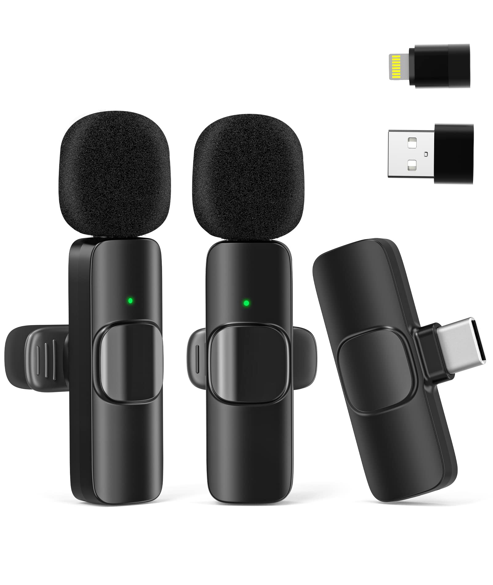 BerrysParadise Wireless Lavalier Microphone for iPhone, iPad, Android, PC, Wireless Mic Plug-Play 2.4G with Noise Reduction Chip, Mini lav Microphone for Interview Video TikTok Vlog YouTube