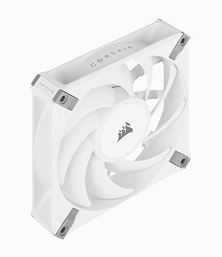 Corsair AF120 Elite, High-Performance 120mm PWM Fluid Dynamic Bearing Fan with AirGuide Technology (Low-Noise, Zero RPM Mode Support) Single Pack - White