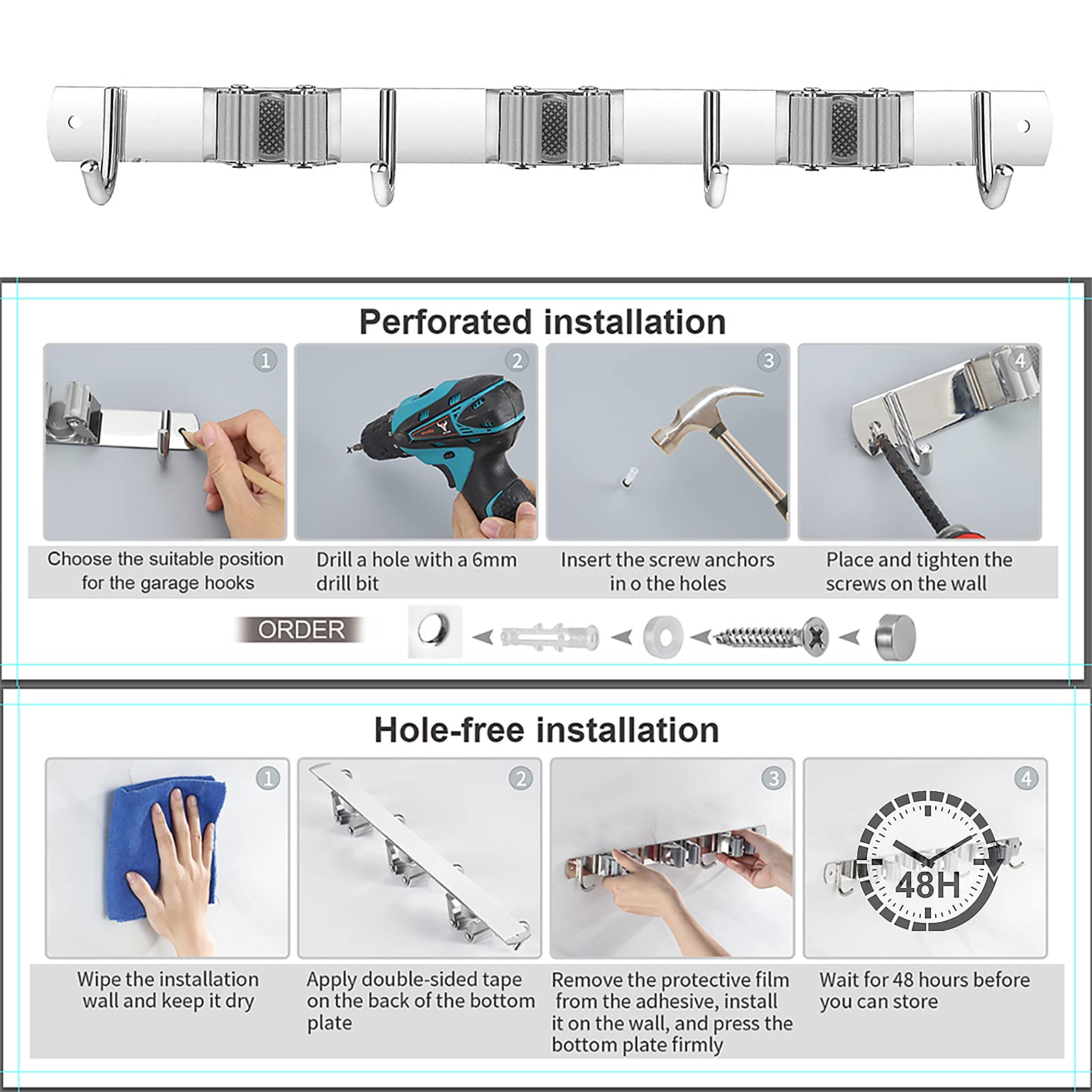 during Broom And Mount Holder Wall Mount, Metal Garage Organizer Garden Tool Organizer Hook, Garage System Organizer Storage Wall Rack Kitchen Tool Organizer