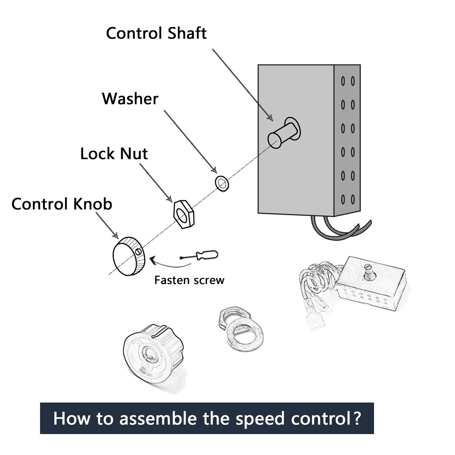Hongso Fireplace Stove Blower Fan Variable Rheostat Speed On/Off Switch Ctrl with 2 Male Connectors, Fireplace Fan Speed Control
