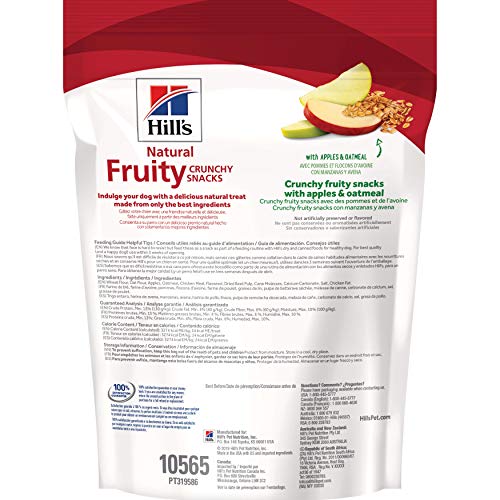 Hill's Natural Dog Treats Crunchy Fruity Snacks with Apples & Oatmeal, Healthy Dog Snacks, 8 oz. Bag