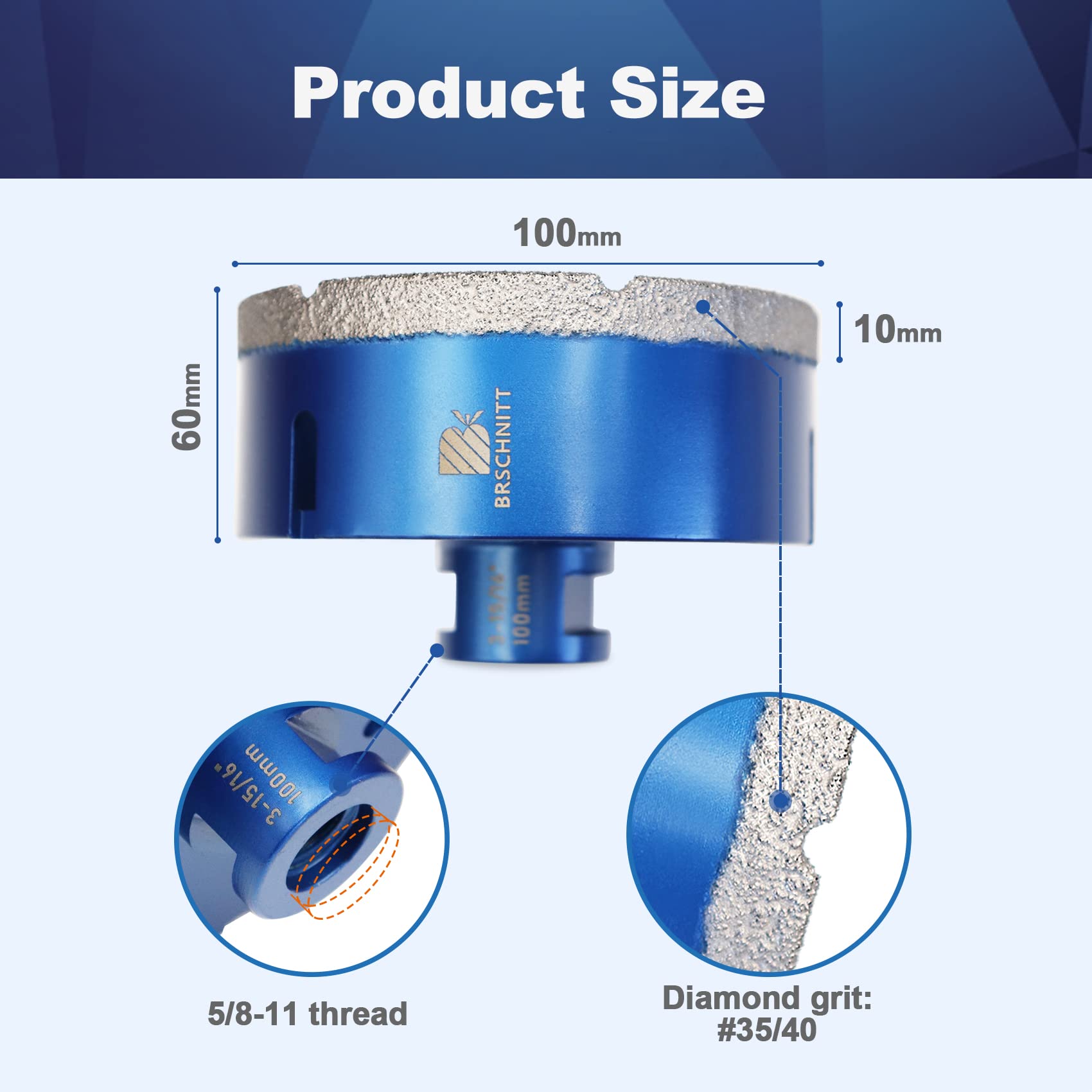 Diamond Core Drill Bit Set for Porcelain Tile Ceramic Marble Granite Drilling(1/4" 3/8" 4/5" 1-3/8" 2" 2-1/2" 4“)