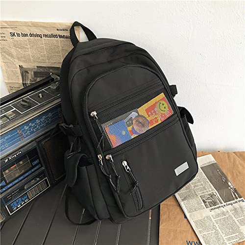 JARKJARD Kawaii Backpack Cute Aesthetic Backpack for School College Student Travel Bookbag for Girls Large Capacity Casual Daypack(Black)