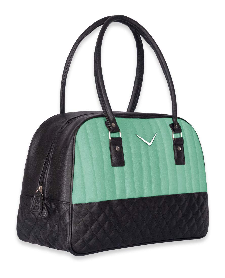 Liquorbrand Women's Large Overnight-Bowler Bag Purse (Mint Metal Flake)