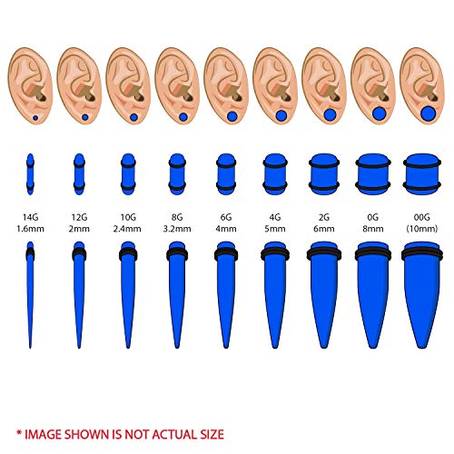 BodyJ4You 32PC Gauges Kit Ear Stretching 12G-00G Royal Blue Taper Marble White Plug Acrylic Expander