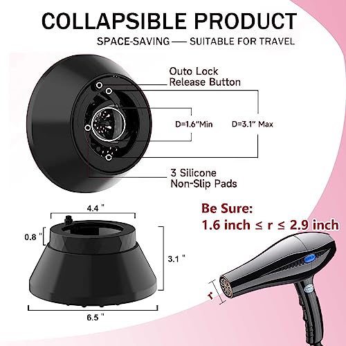 Diffuser Attachment for Hair Dryer, Hair Diffuser, Hair Diffuser for Curly Hair, 2023 Upgrade Universal Collapsible Diffuser for Hair Blow Dryer Travel Gifits Defuzzer Hairdryer for Wavy Women, Black