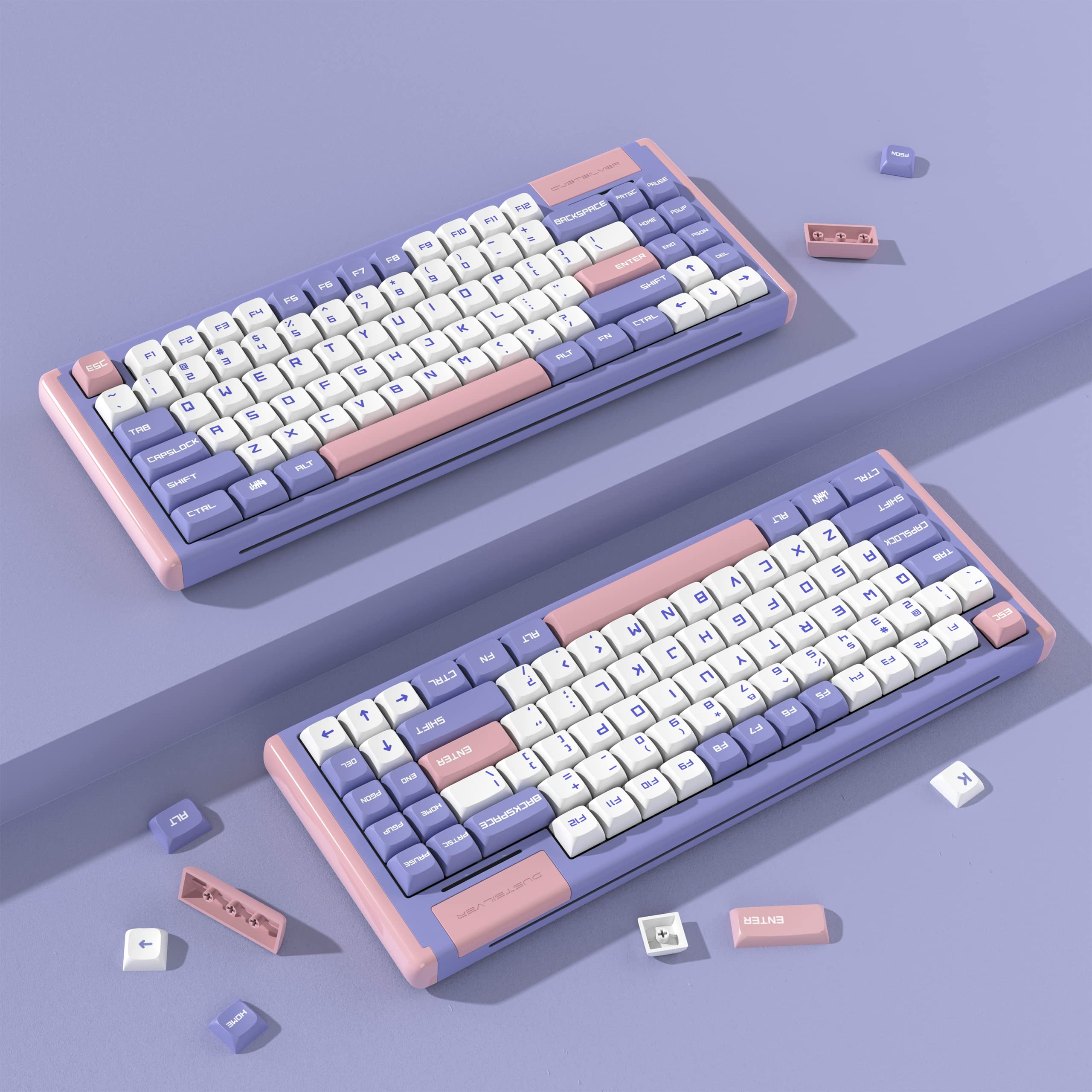 DUSTSILVER Wireless Mechanical Keyboard Bluetooth 5.0/2.4G/USB 3 Connections 84 Keys Hot-swappable Red Switch RGB Backlit Macro Keyboard for Mac ipad Laptop Programmers Office Work