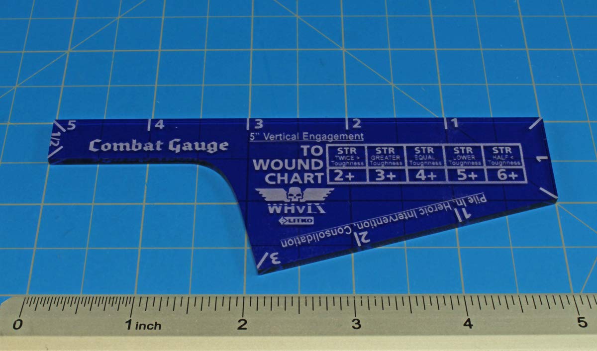 LITKO 5-inch Double-Sided Combat Gauge | Compatible with Warhammer 9th Edition | Wound Chart | WH40K | WHv9 (Transluscent Blue)