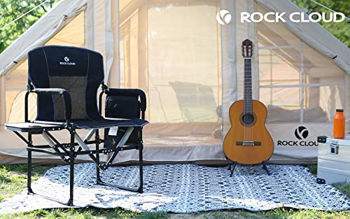 ROCK CLOUD Folding Camping Chair with Storage Pocket and Side Table Compact Portable Camp Chairs Outdoor for Camp Lawn Hiking Fishing Sports Black
