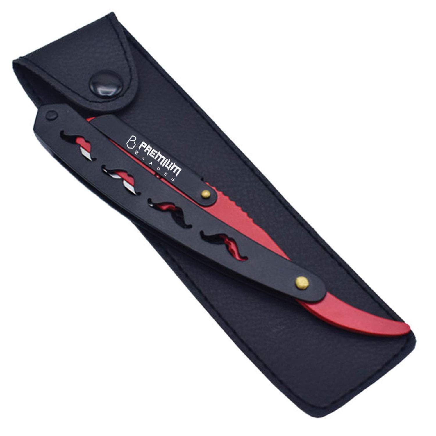 Black & Red Barber Razor, Razor for men, Professional Changeable Half Blade Straight Edge Razor by" Premium Blades"