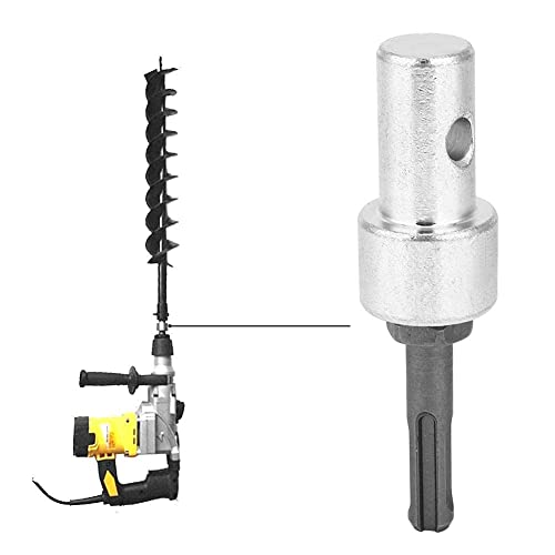 Earth Auger Adapter,Electric Drill to Ground Drill Conversion Head for Electric Drill to Earth Auger Connector Tool Round Shank 2 Pit 2 Slot
