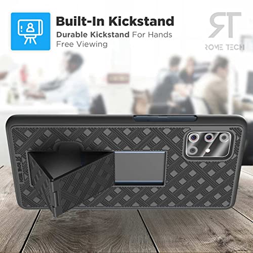 Holster Case with Belt Clip for Samsung Galaxy A71 5G SM-A716U [NOT for VERIZON 5G UW / A71 4G] - Slim Heavy Duty Combo - Phone Cover with Kickstand Compatible with Galaxy A71 5G - Black