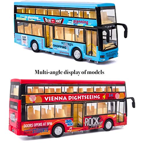 Children's Alloy Double-Decker Bus Toy Bus Model, Boy Toy Bus Simulation Alloy Door Openable Sound and Light Car Model (Size : Alloy Bus)
