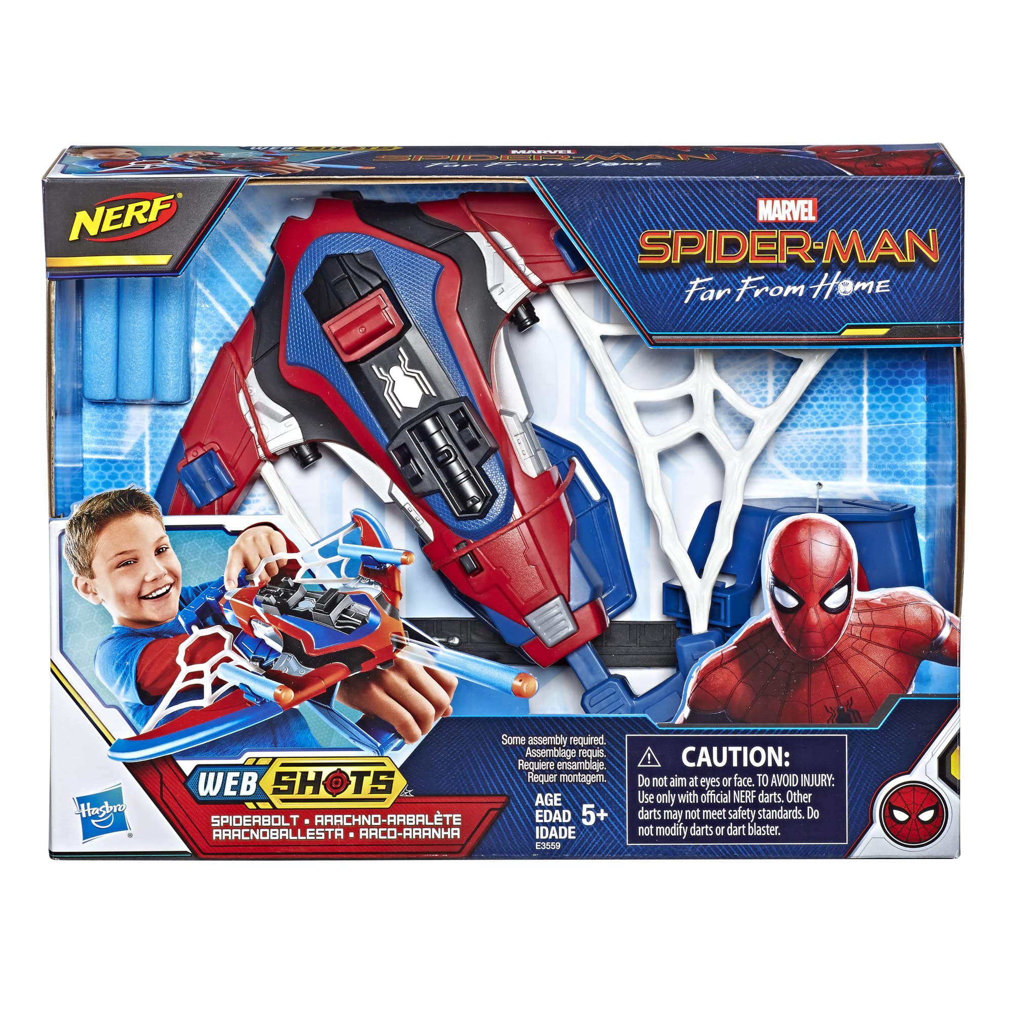 Marvel Spider-Man Web Shots Spiderbolt NERF Powered Blaster Toy, Fires Darts, Includes 3 Darts And Instructions, For Kids Ages 5 and Up (Amazon Exclusive)