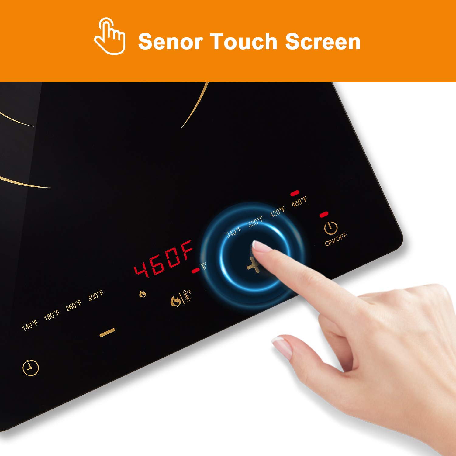 Bonsenkitchen 1800W Portable Induction Cooktop w ETL Approved, Electric Single Countertop Burner with LCD Touch Screen Sensor and Digital Timer