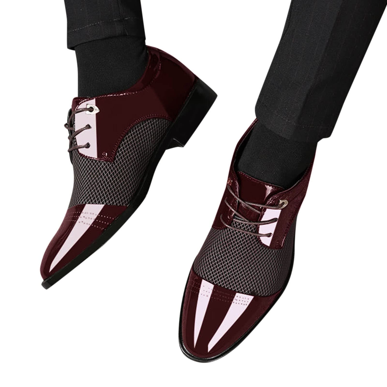 Classical Style Leather Shoes for Men Slip On PU Leather Low Rubber Sole Block Heel Work Men S Shoes Brown