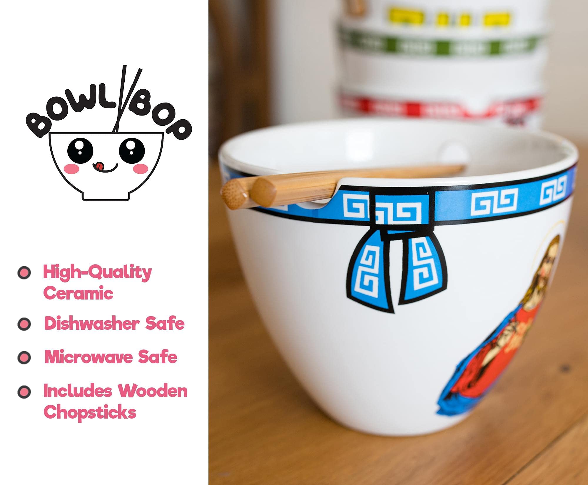 Bowl Bop Jesus Can I Get A Ramen? Japanese Ceramic Dinnerware Set | Includes 16-Ounce Ramen Noodle Bowl and Wooden Chopsticks | Asian Food Dish Set for Home & Kitchen | Funny Religious Gifts