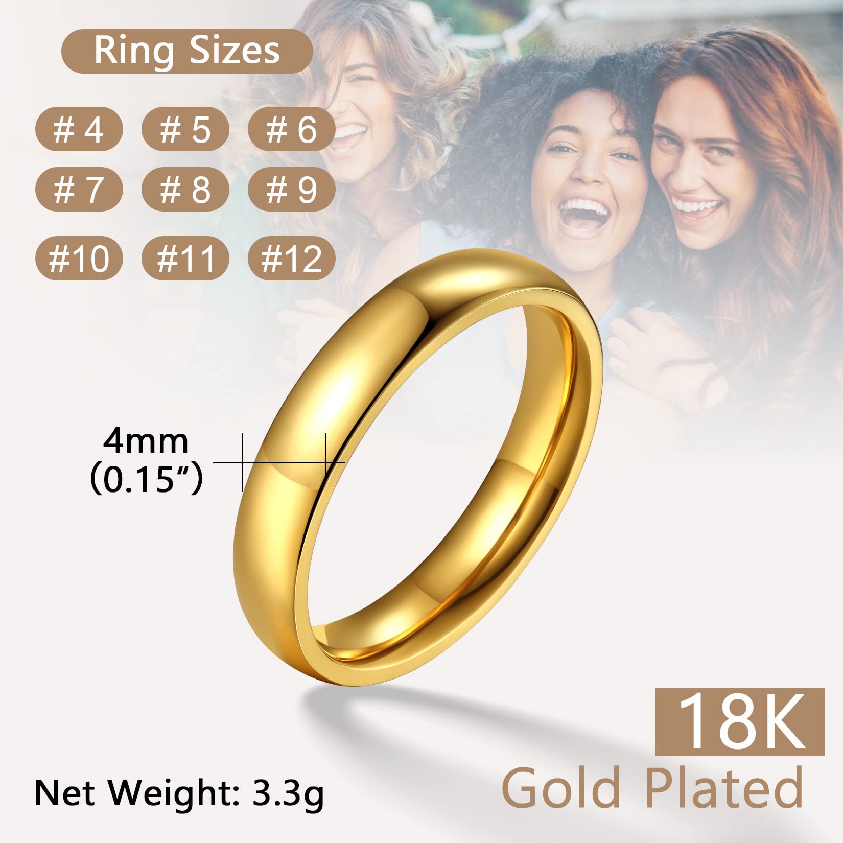 ChainsProMax Wedding Bands for Women Size 6 Promise Ring for her