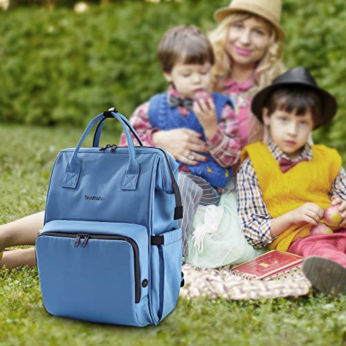 boumuno Diaper Bag Backpack Baby Changing Nappy Bags Multifunction Waterproof Maternity Large Capacity with USB Charging Port Thermal Pockets,Blue