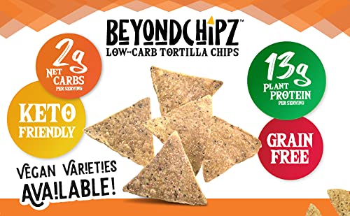 BeyondChipz Low Carb Tortilla Chips, Salty Good, Keto Friendly, Gluten Free, 5.3oz Bag, Pack of 4