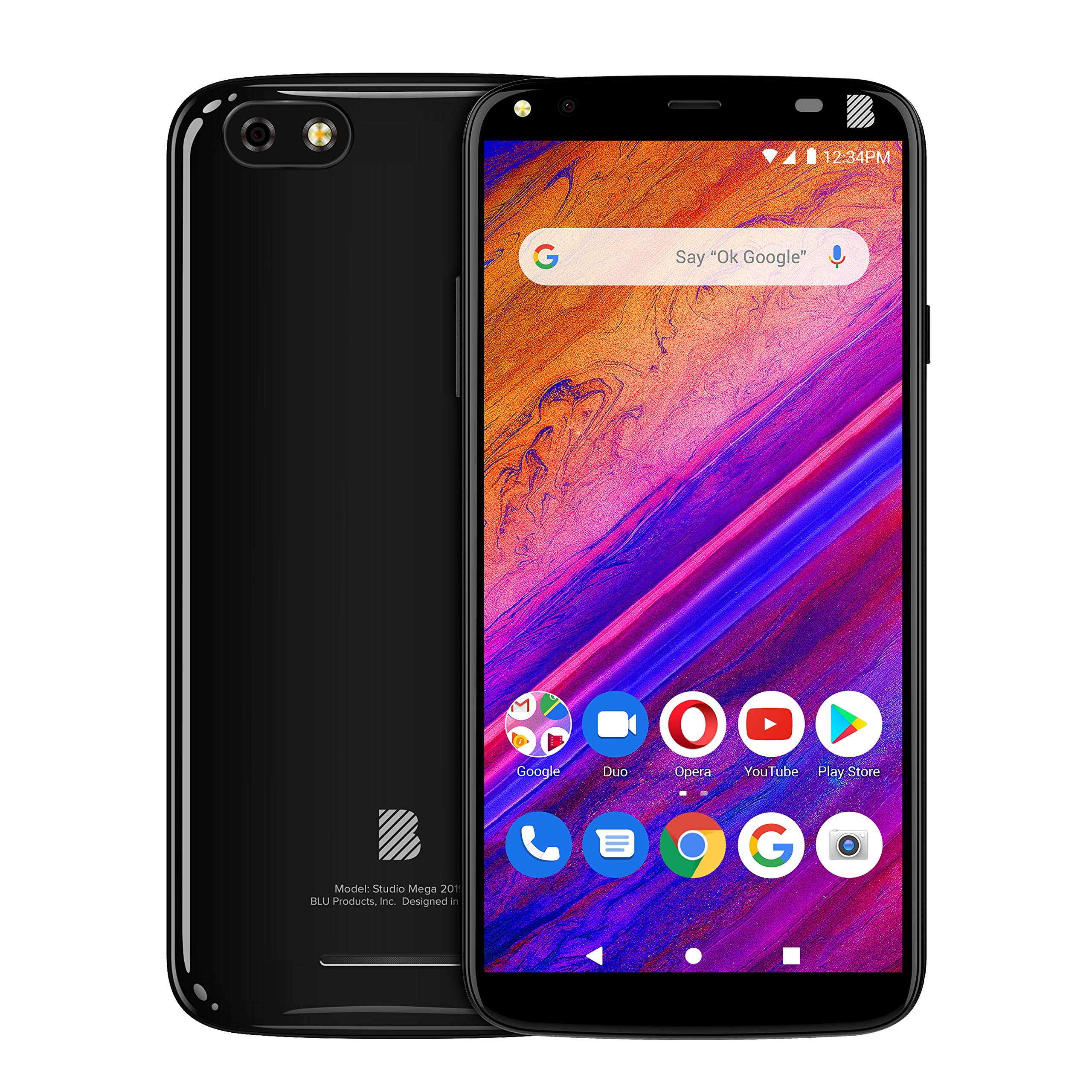 BLU Studio Mega 2019-6.0" Display Smartphone, 32GB+2GB Ram- Black