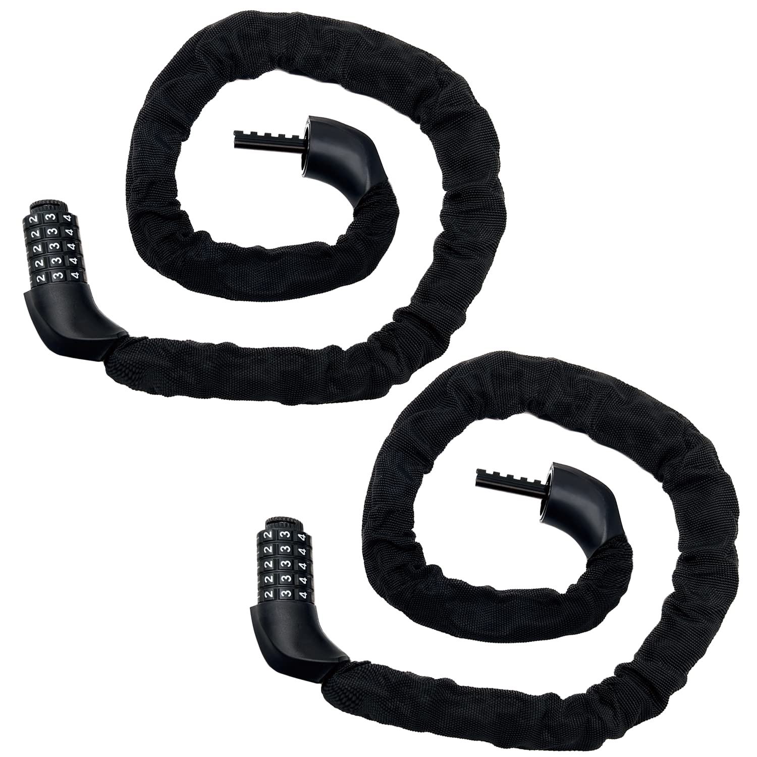 Bike Chain Lock, 2 Pack 5-Digit Combination Anti-Theft Bicycle Lock, 3FT Heavy Duty Bike Lock Chain, Resettable Bike Lock, Chain Bike Lock for Bicycle, Motorcycle, Scooter, Gate (2 Pack)